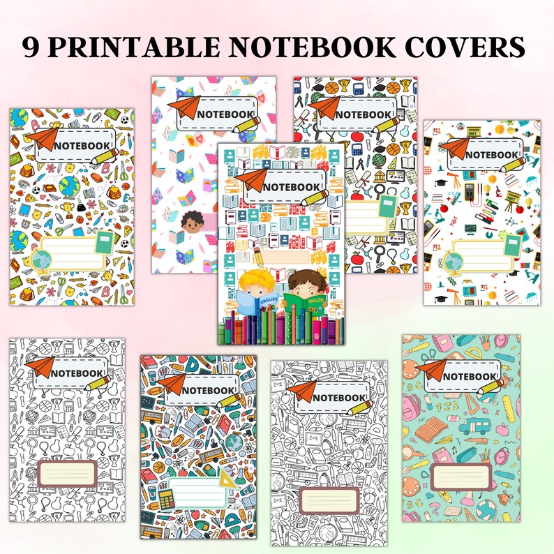 Printable Book Cover, Kids Coloring Book Cover, Back to School, 9 ...