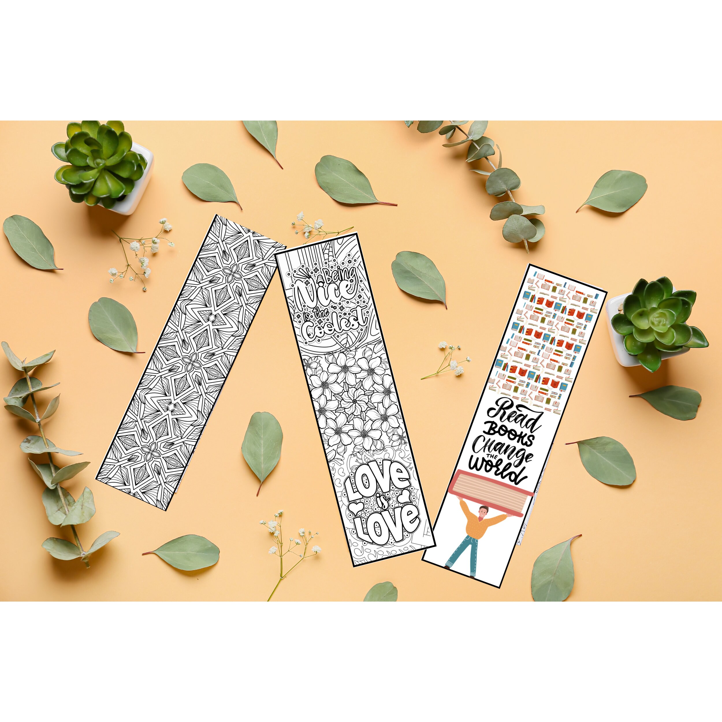 Printable Bookmarks Set of 27, Spring Coloring, Positive and ...