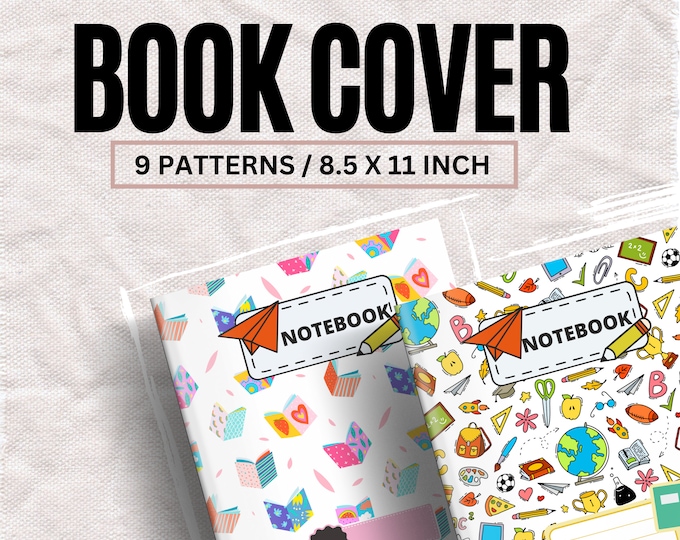 Printable Book Cover, 8.5x11 Inches Book Cover, Back to School, 9 Kids ...