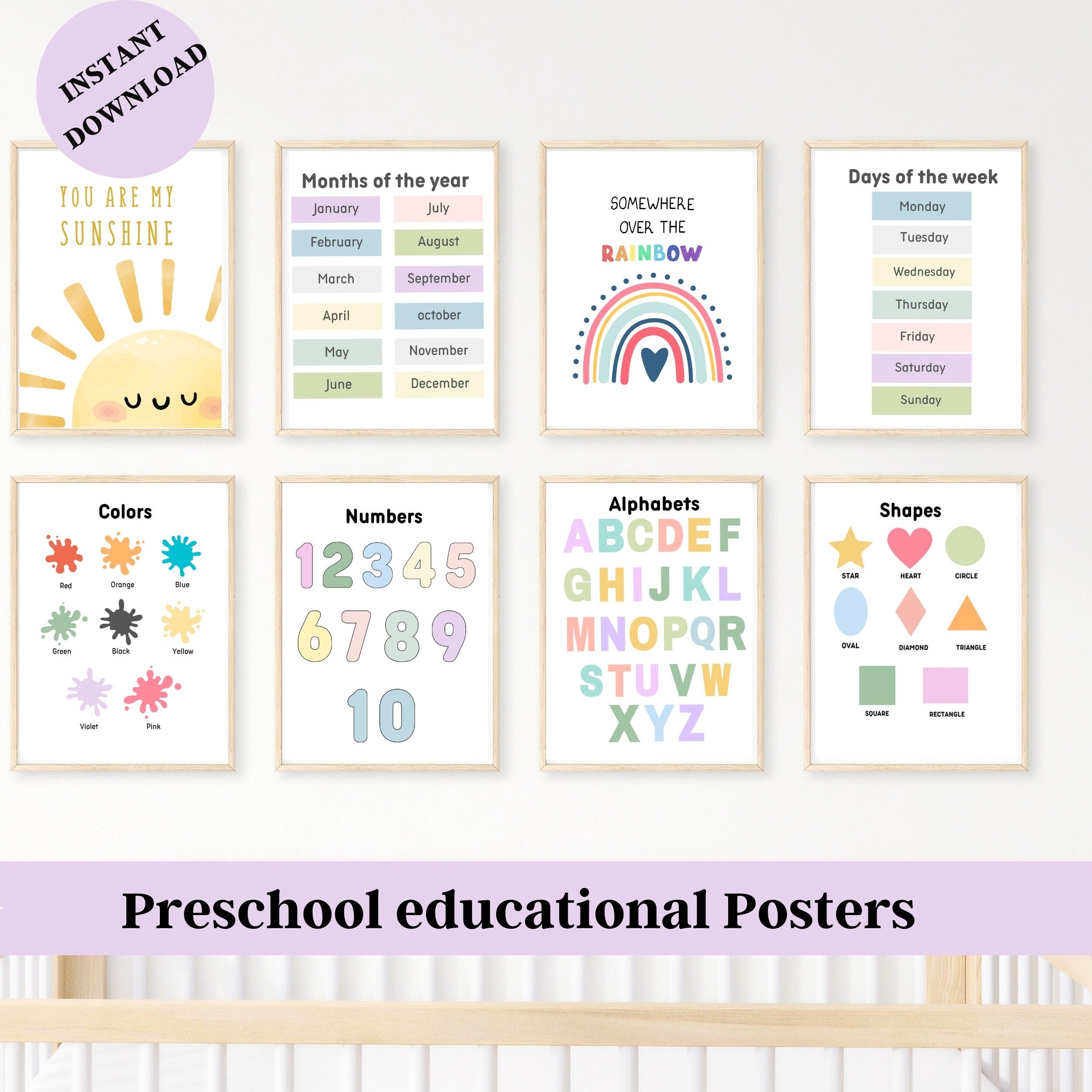 Preschool Educational Posters, 14 Montessori Classroom Wall Art ...