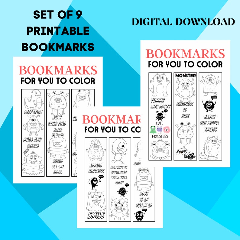 Printable Coloring Bookmarks, Affirmation Bookmarks, Monster Positive ...