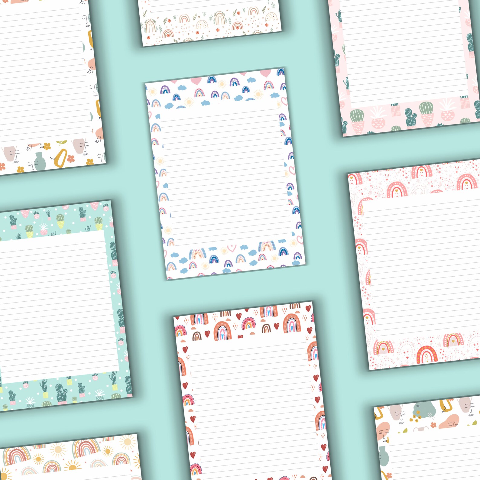 JW Letter Writing Stationery, Boho Letter Paper, Digital Paper, Letter ...