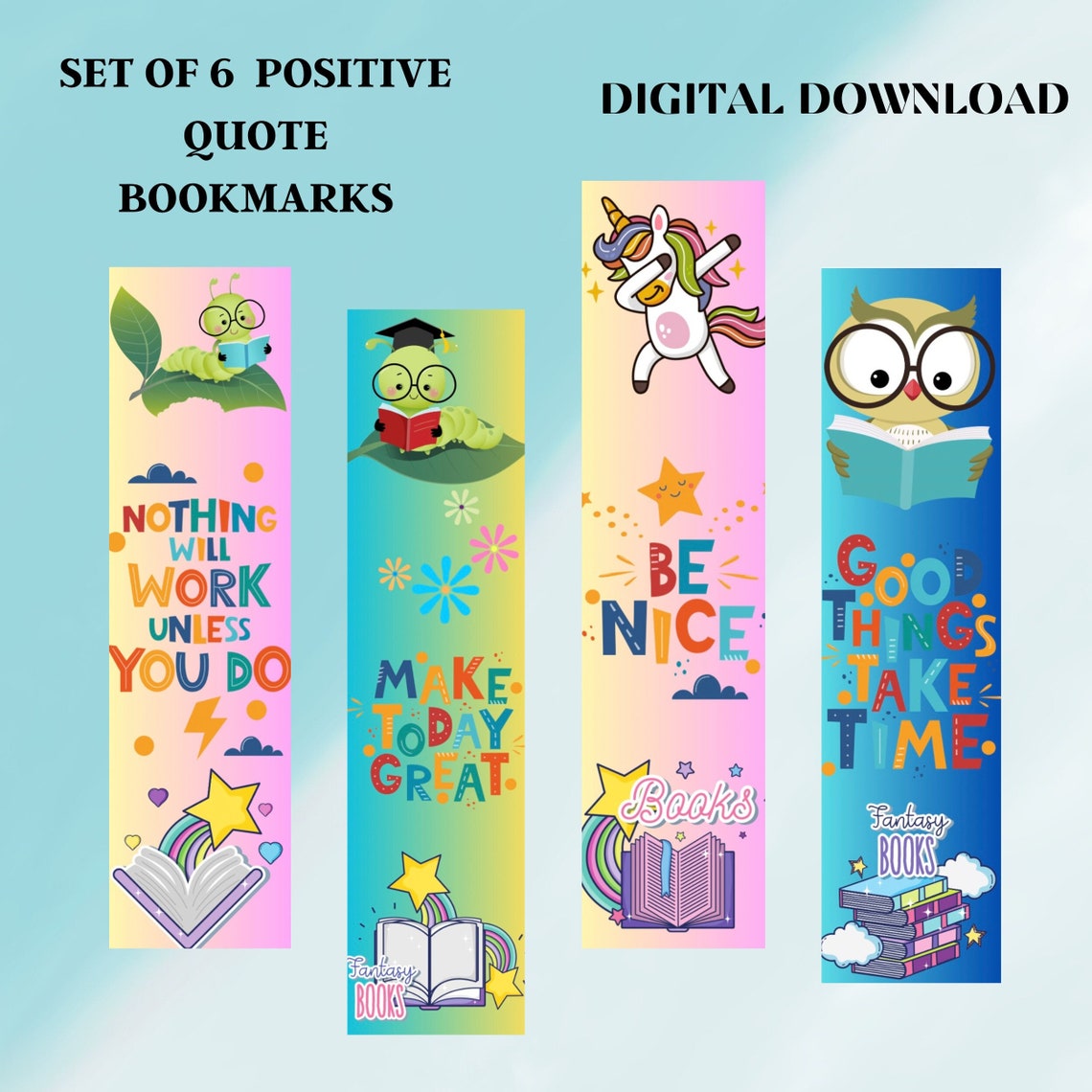 Printable Bookmarks, Affirmation Bookmarks, Positive Quote Bookmark Set ...
