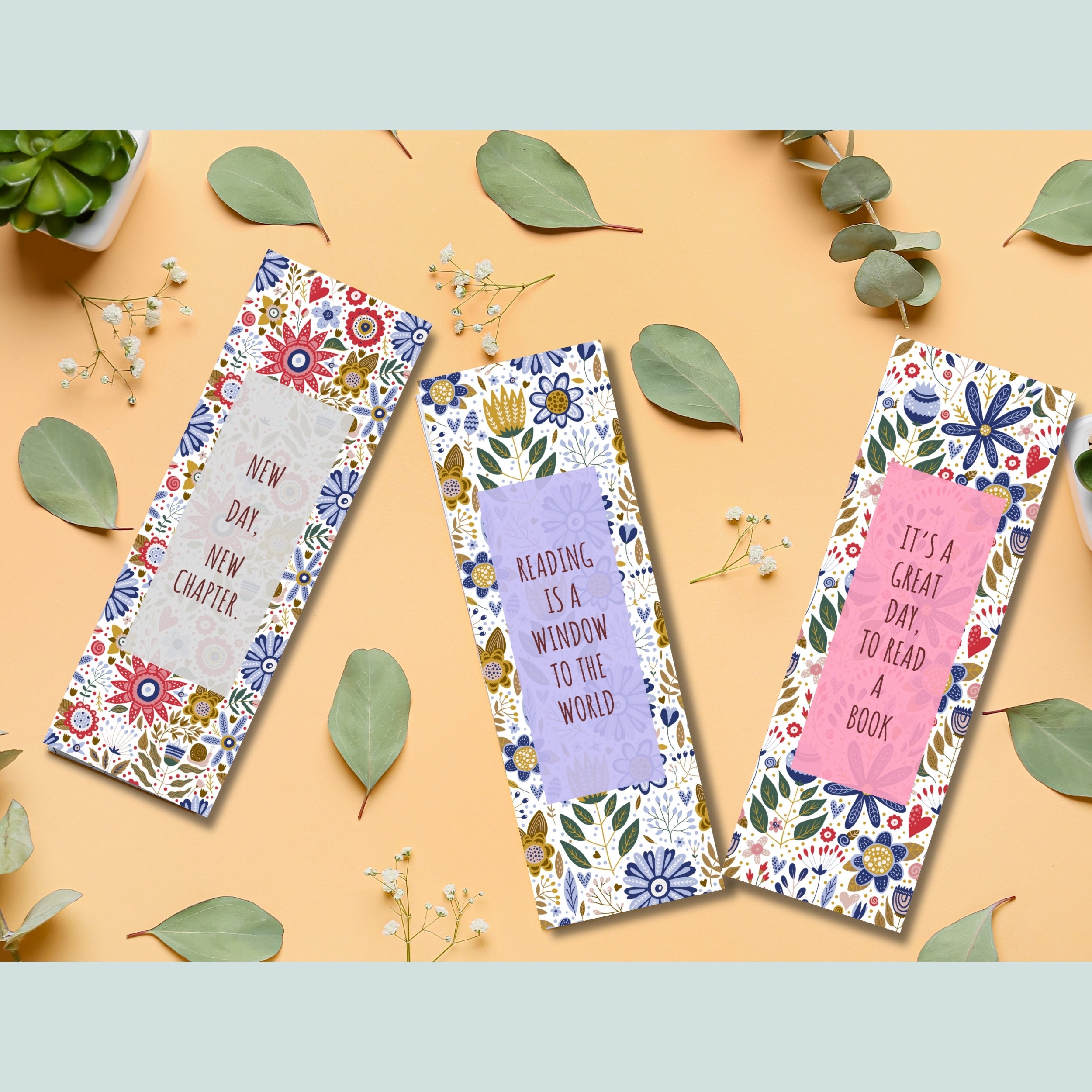 Printable Bookmarks, Positive Affirmation Bookmarks Set of 6, Colorful ...