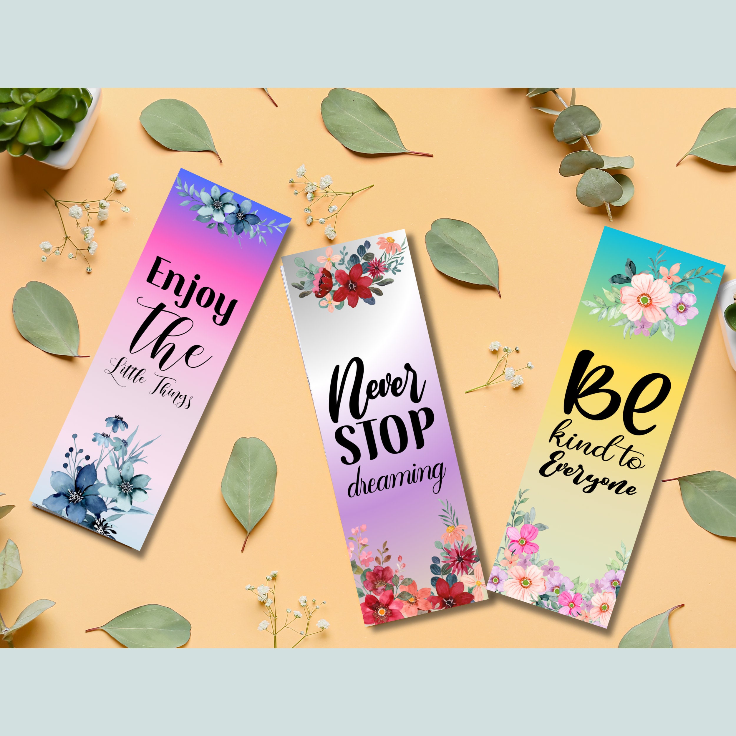 Printable Bookmarks, Positive Affirmation Bookmarks Set of 6, Colorful ...