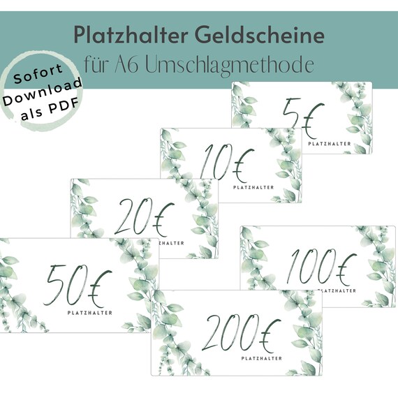 Platzhalter Für Geldscheine Geld Spielgeld PDF Für Budget - Etsy