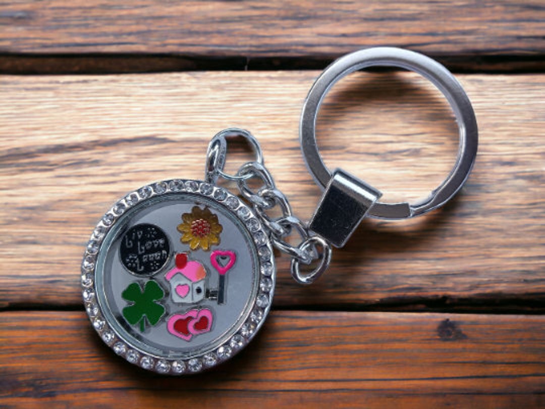 Floating Charm Memory Locket, Personalised Keyring, Locket Keyring ...