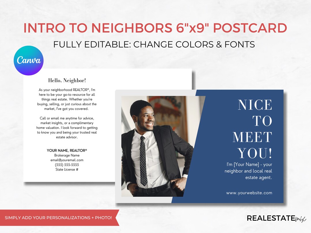 Introduction to Neighbors, Real Estate Marketing Postcard Template ...