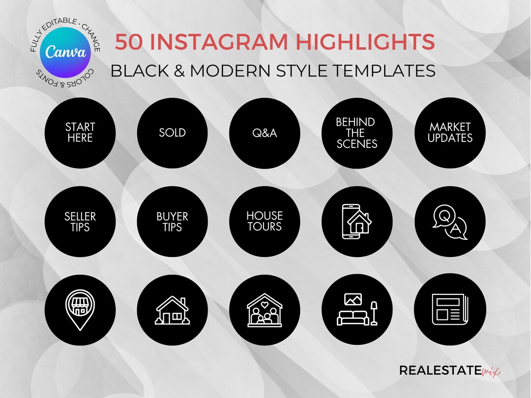 Modern IG Instagram Highlights Covers, Editable Real Estate Templates ...