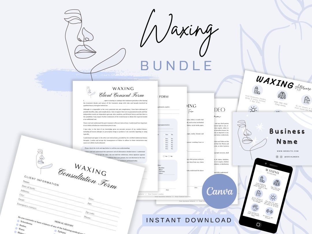 Waxing Treatment Templates, Bundle Waxing Consent Forms, Editable ...