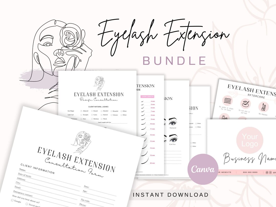 Eyelash Extension Consent Forms Lash Client Record, Eyelash Extension ...