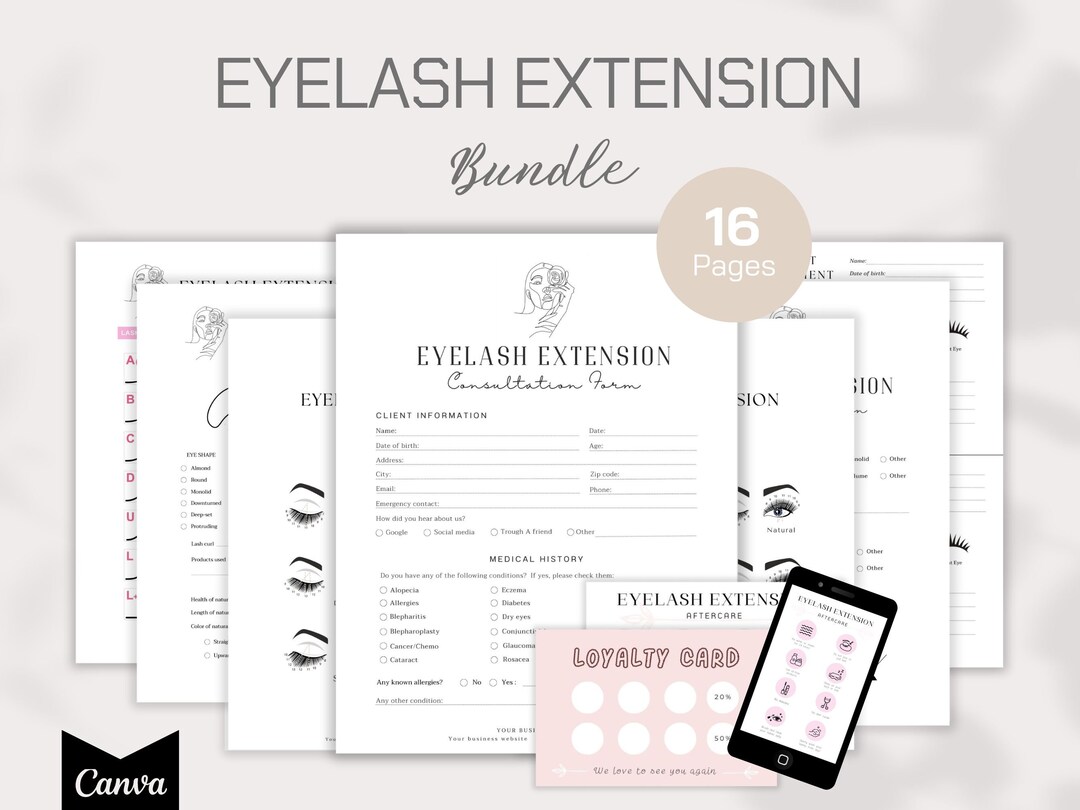Eyelash Extension Consent Forms | Lash Client Record, Eyelash Extension ...