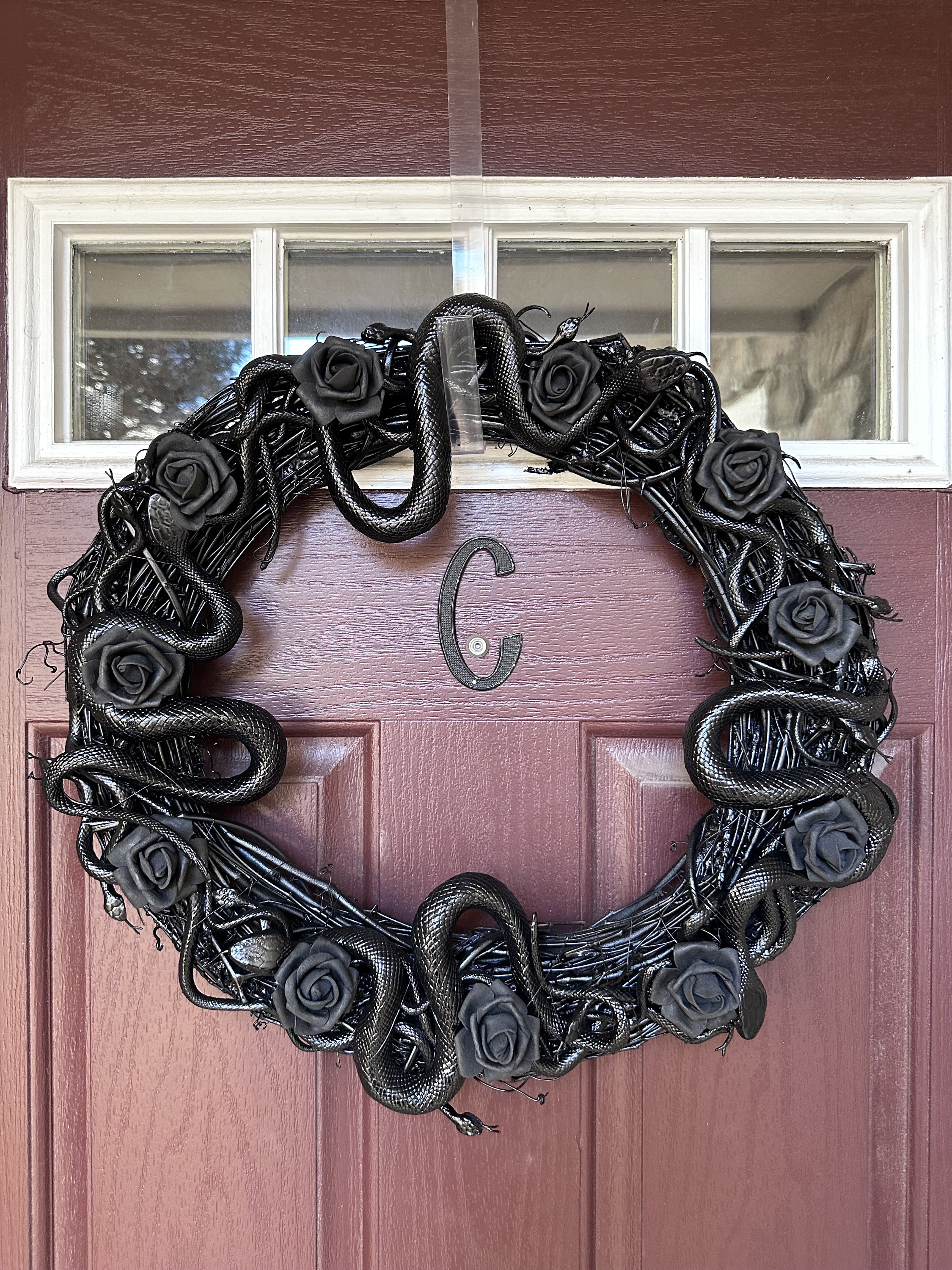 Black 18" Snake Wreath With Roses, Wriggling Serpents Punk Rock ...