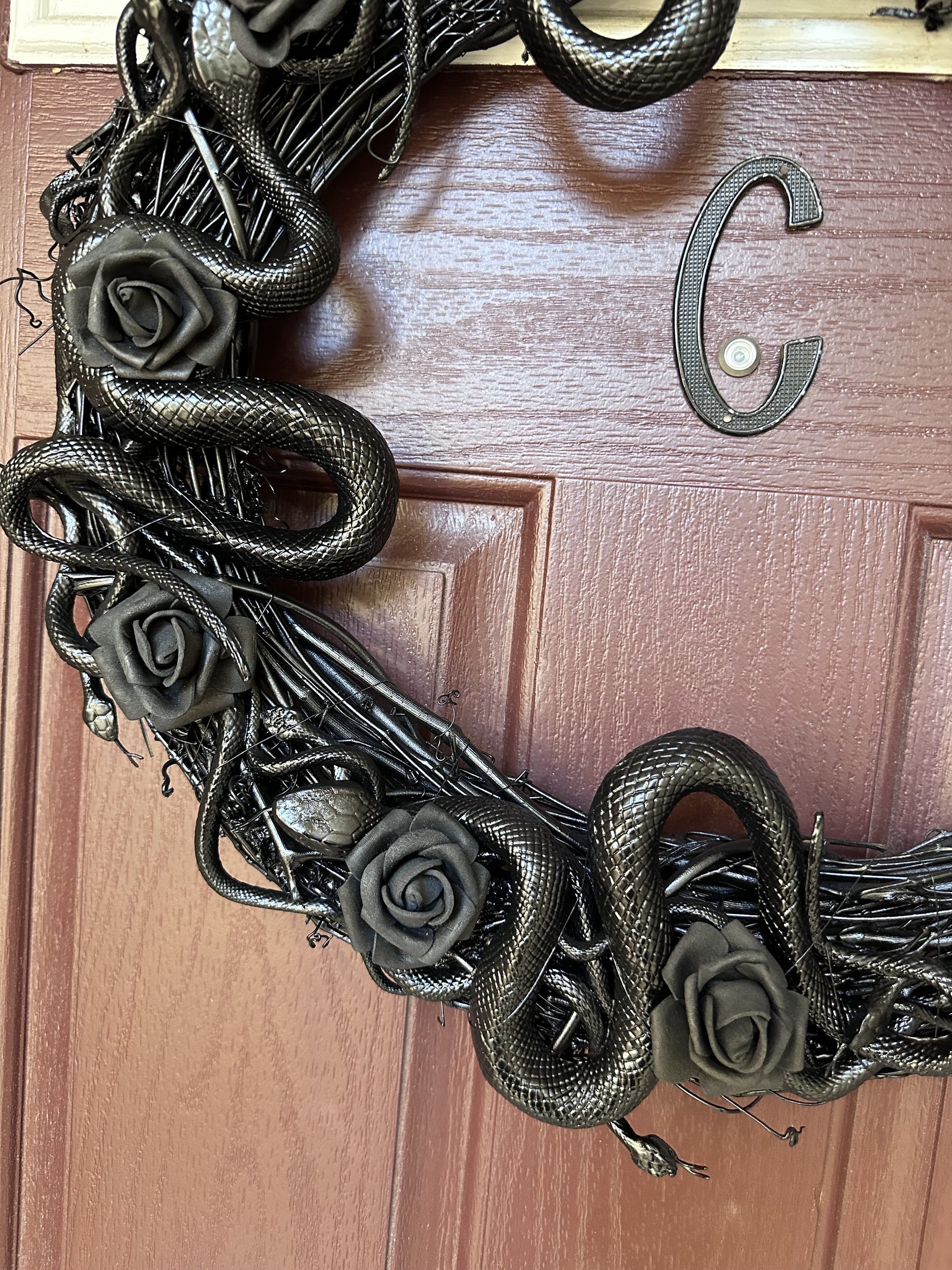 Black 18" Snake Wreath With Roses, Wriggling Serpents Punk Rock ...