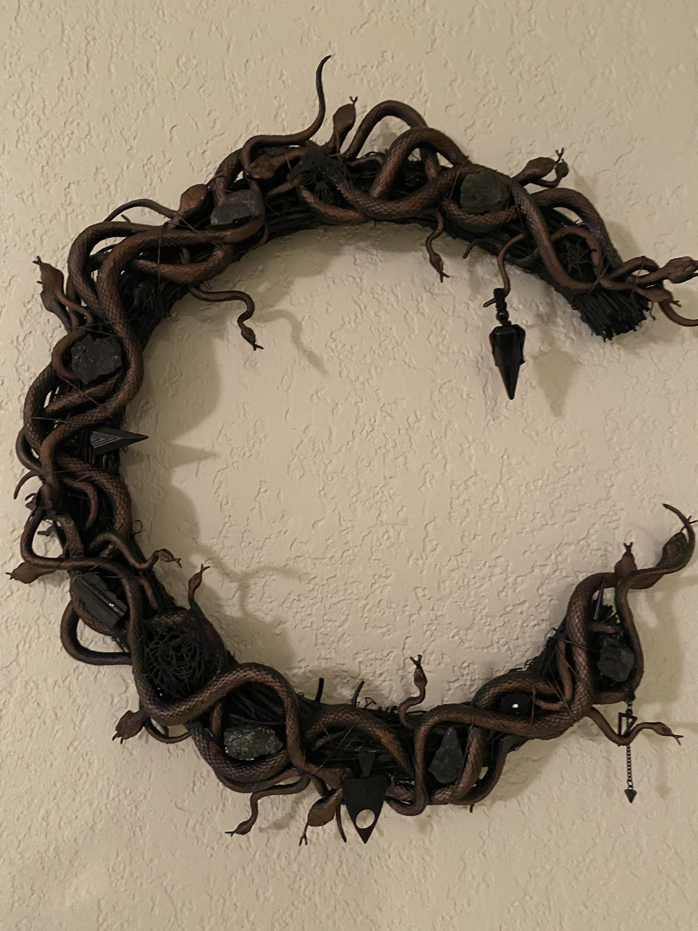 Charmed Spanish Copper & Black Snake Crescent Moon Wreath With Writing ...