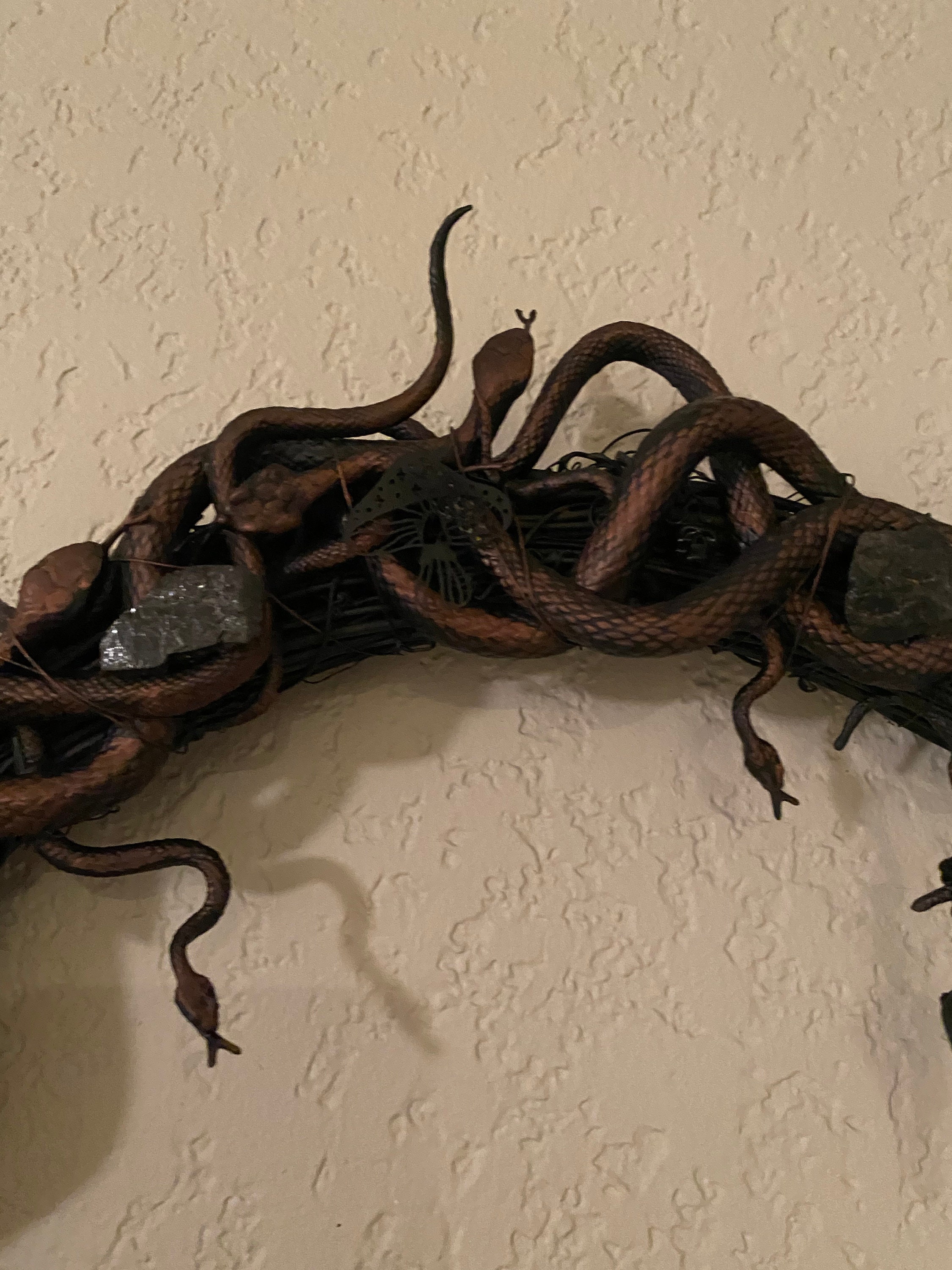 Charmed Spanish Copper & Black Snake Crescent Moon Wreath With Writing ...