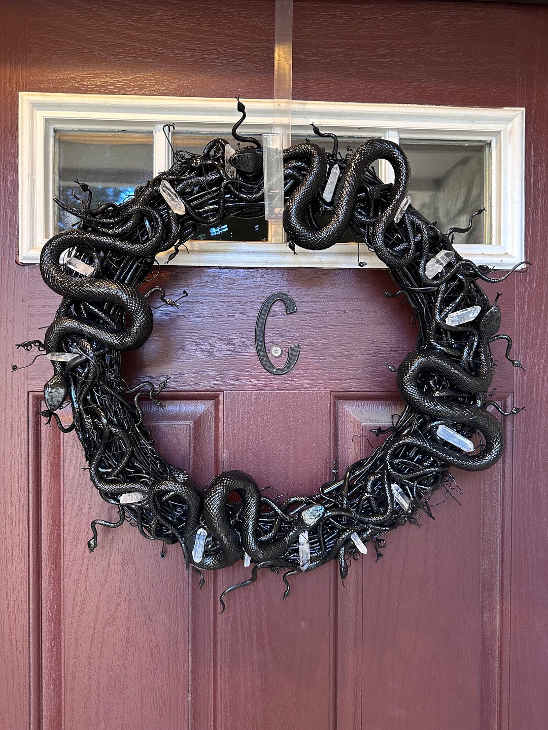 Black 18 Snake Wreath With Crystals, Wriggling Punk Rock Handmade ...