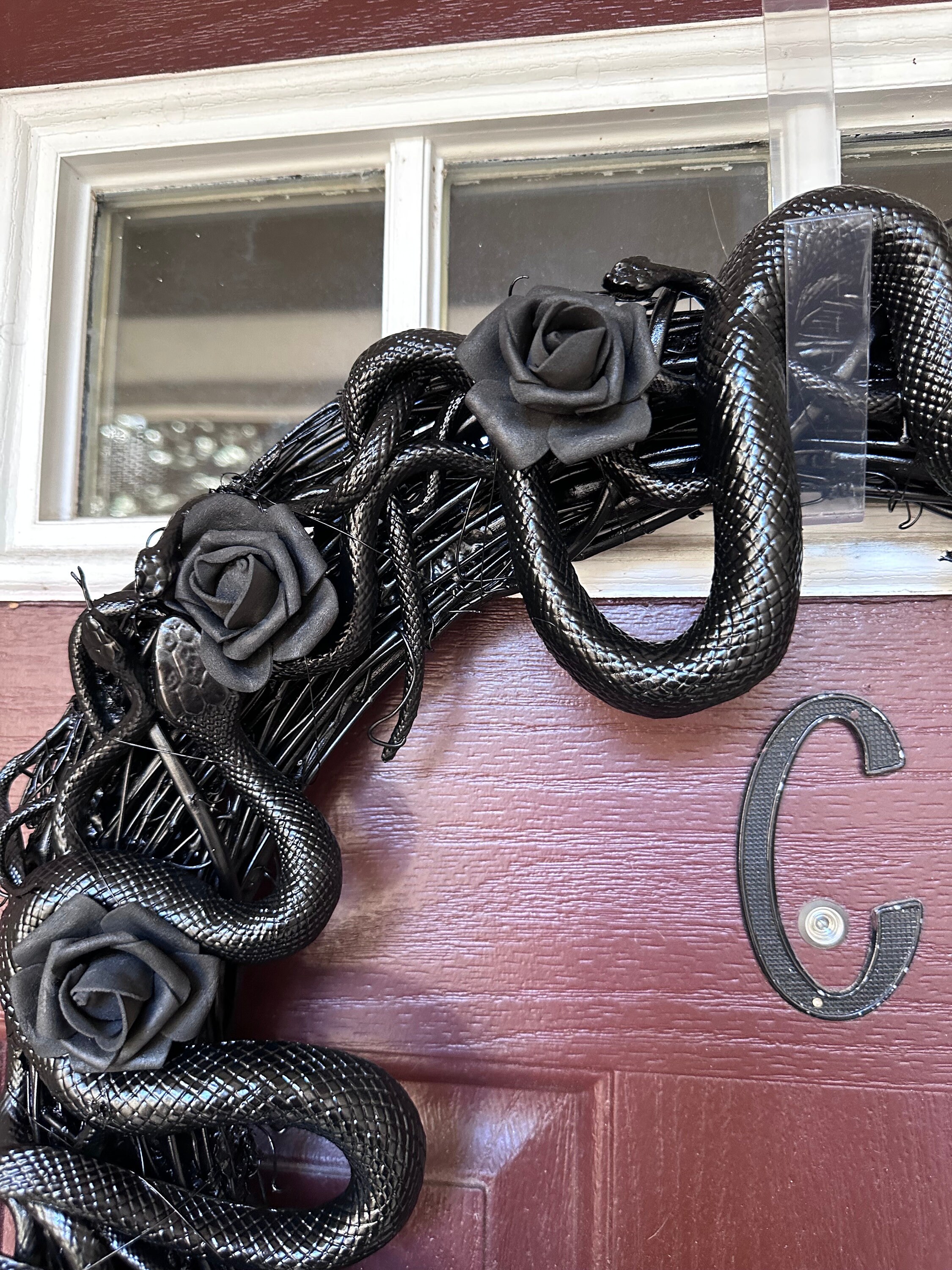Black 18" Snake Wreath With Roses, Wriggling Serpents Punk Rock ...