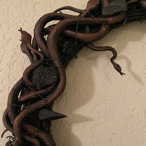 Charmed Spanish Copper & Black Snake Crescent Moon Wreath With Writing ...