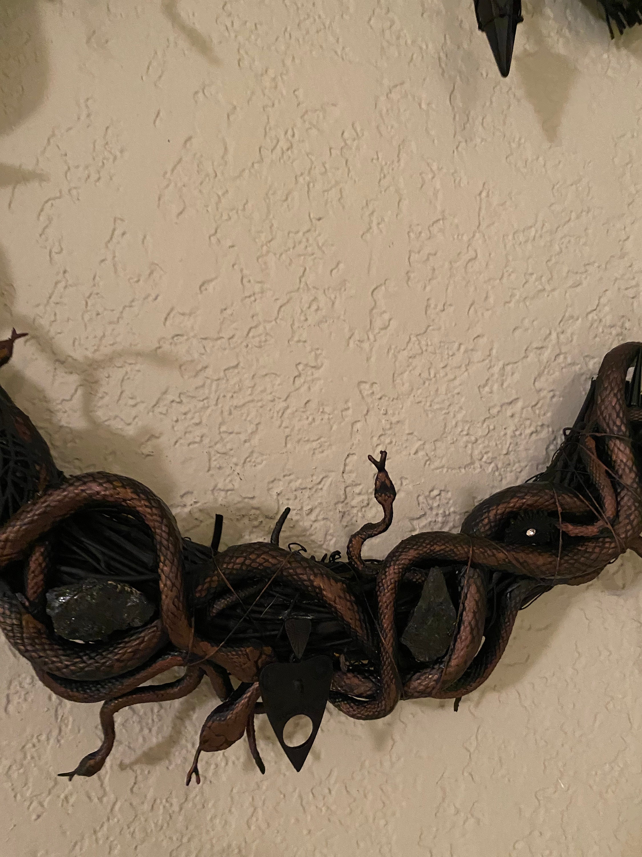 Charmed Spanish Copper & Black Snake Crescent Moon Wreath With Writing ...