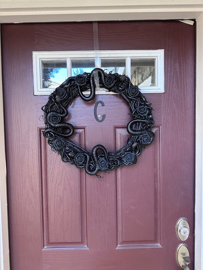 Black 18" Snake Wreath With Roses, Wriggling Serpents Punk Rock ...