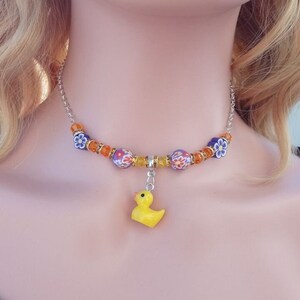 Tiny Yellow Duck Charm Bead Chain Necklace Costume Jewelry Accessory ...