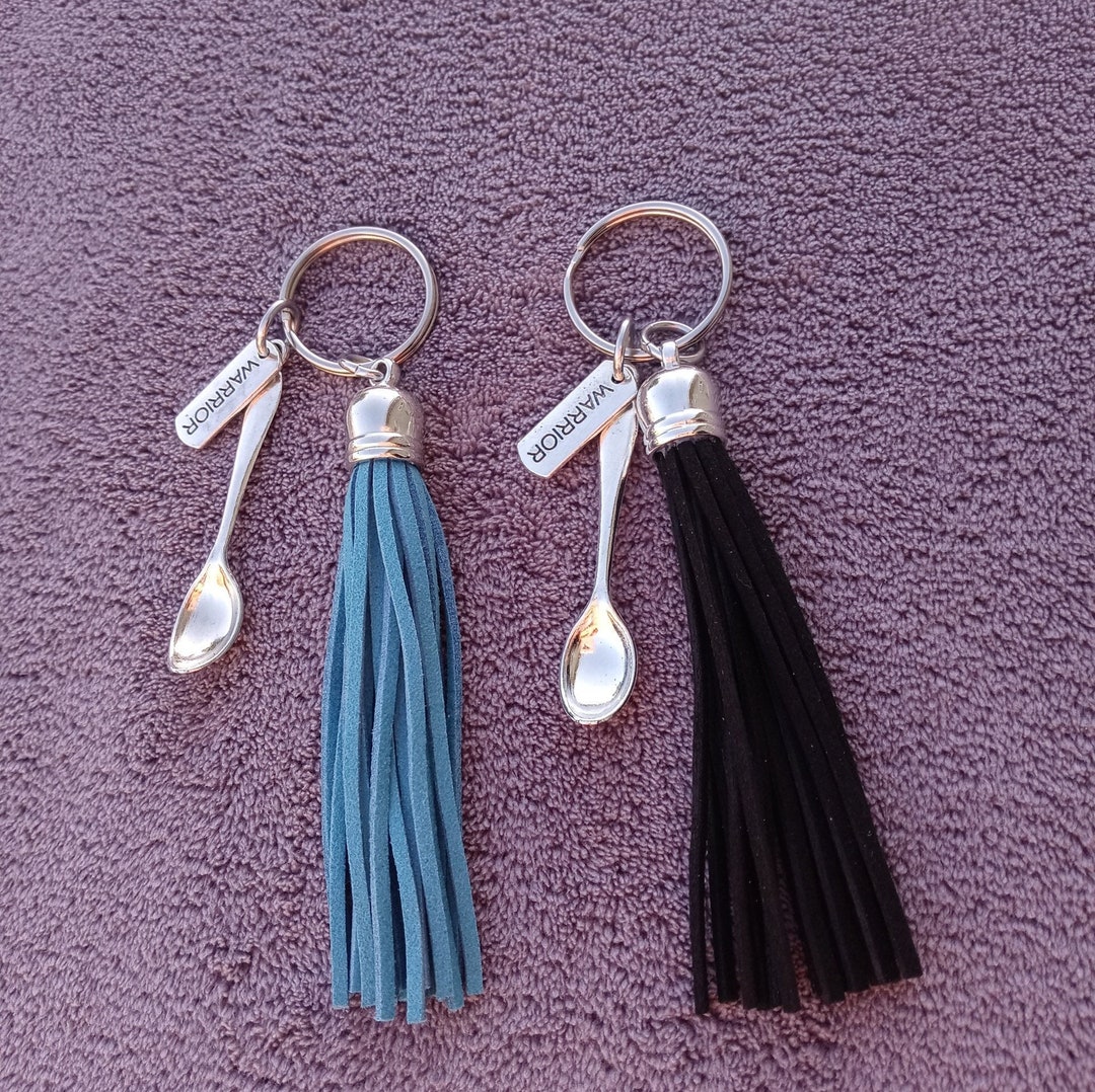 Mini Spoon Keychain: Faux Suede Tassel Charm, Spoonie Gift - Etsy