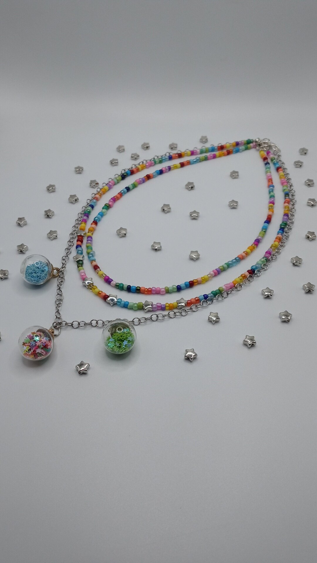Colorful Beaded Layer Necklace: Handmade Star Bead Jewelry - Etsy