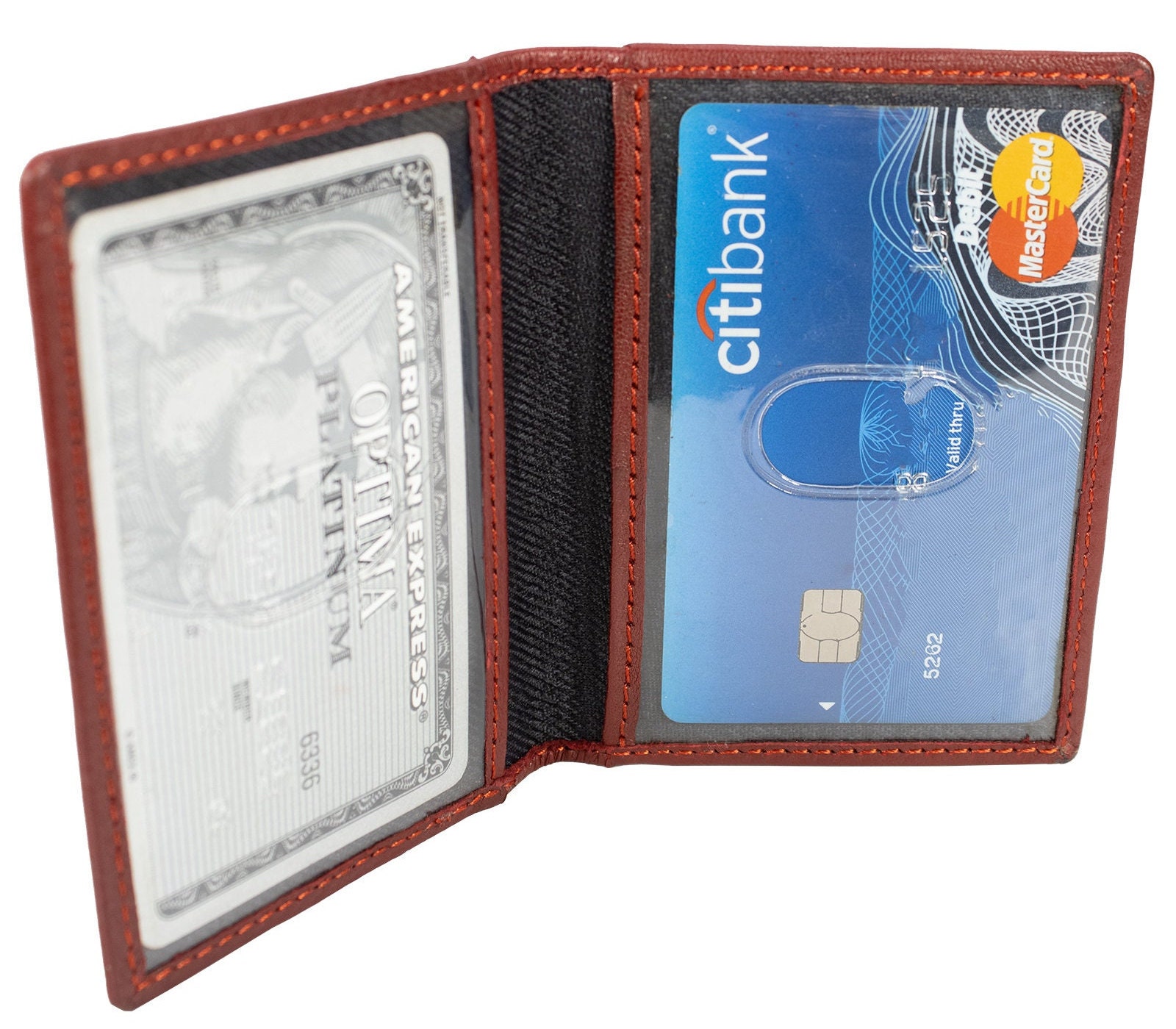 Genuine Leather Credit Card Caseid Window Pocketoffice - Etsy