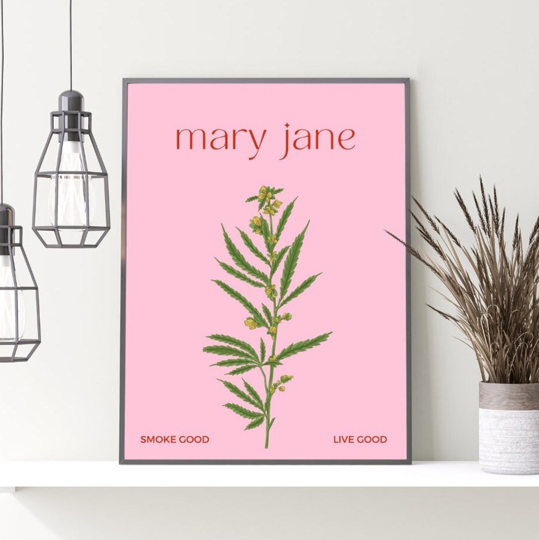 Mary Jane Smoke Good Live Good DIGITAL DOWNLOAD Minimalistic Home Decor ...