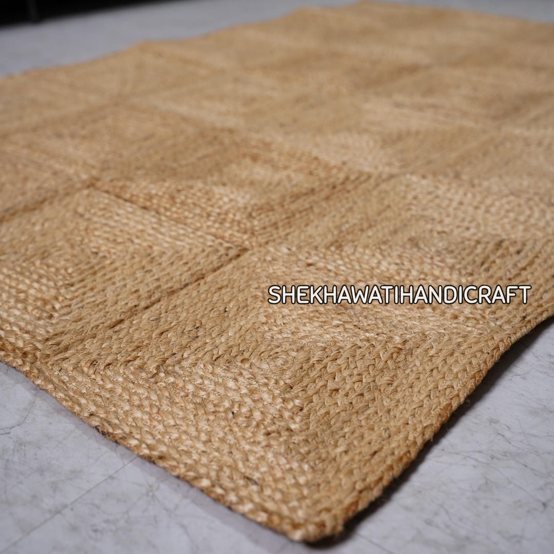 Natural Jute Rug Jute Braided Rug Bohemian Jute Rug Rectangular Jute ...
