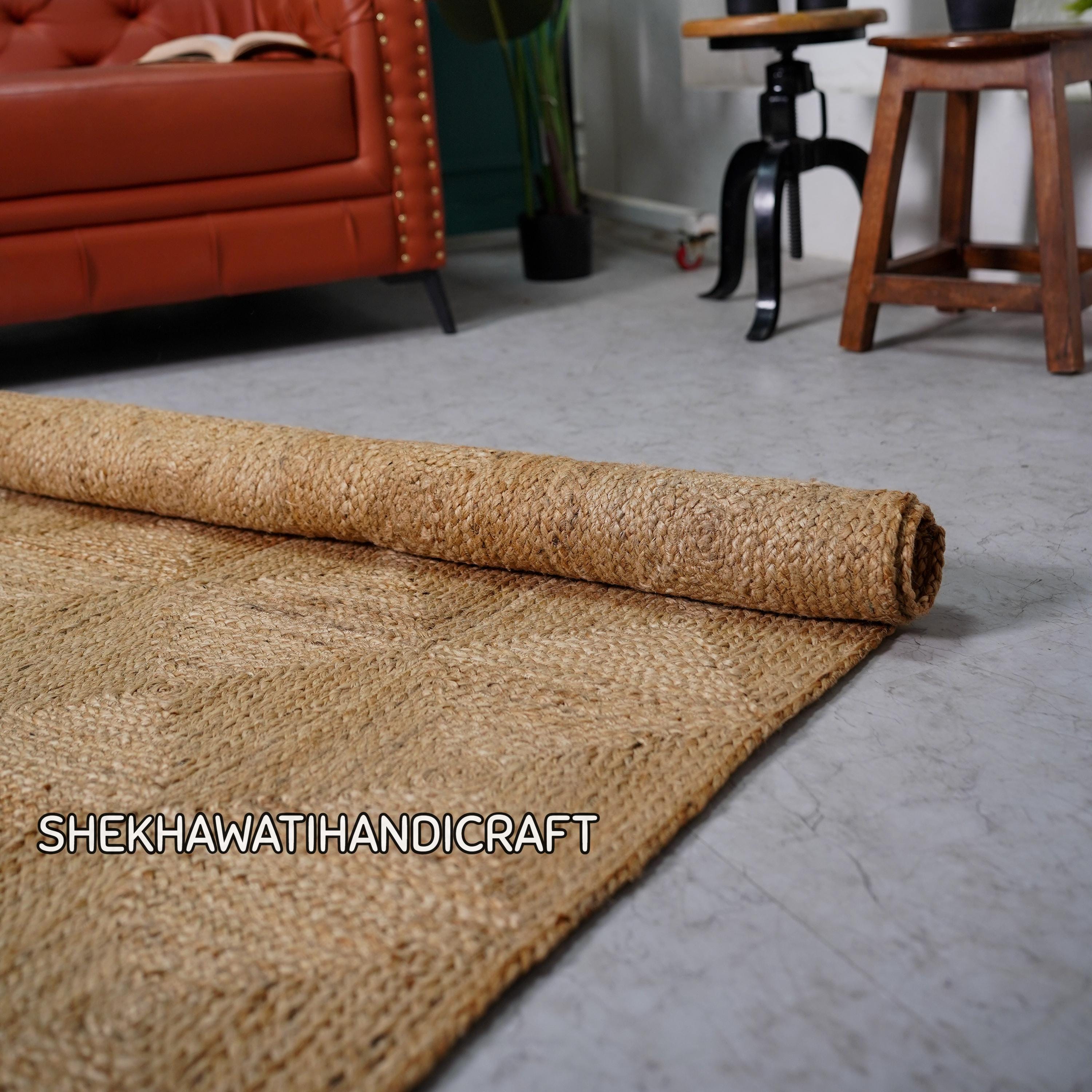 Natural Jute Rug Jute Braided Rug Bohemian Jute Rug Rectangular Jute ...