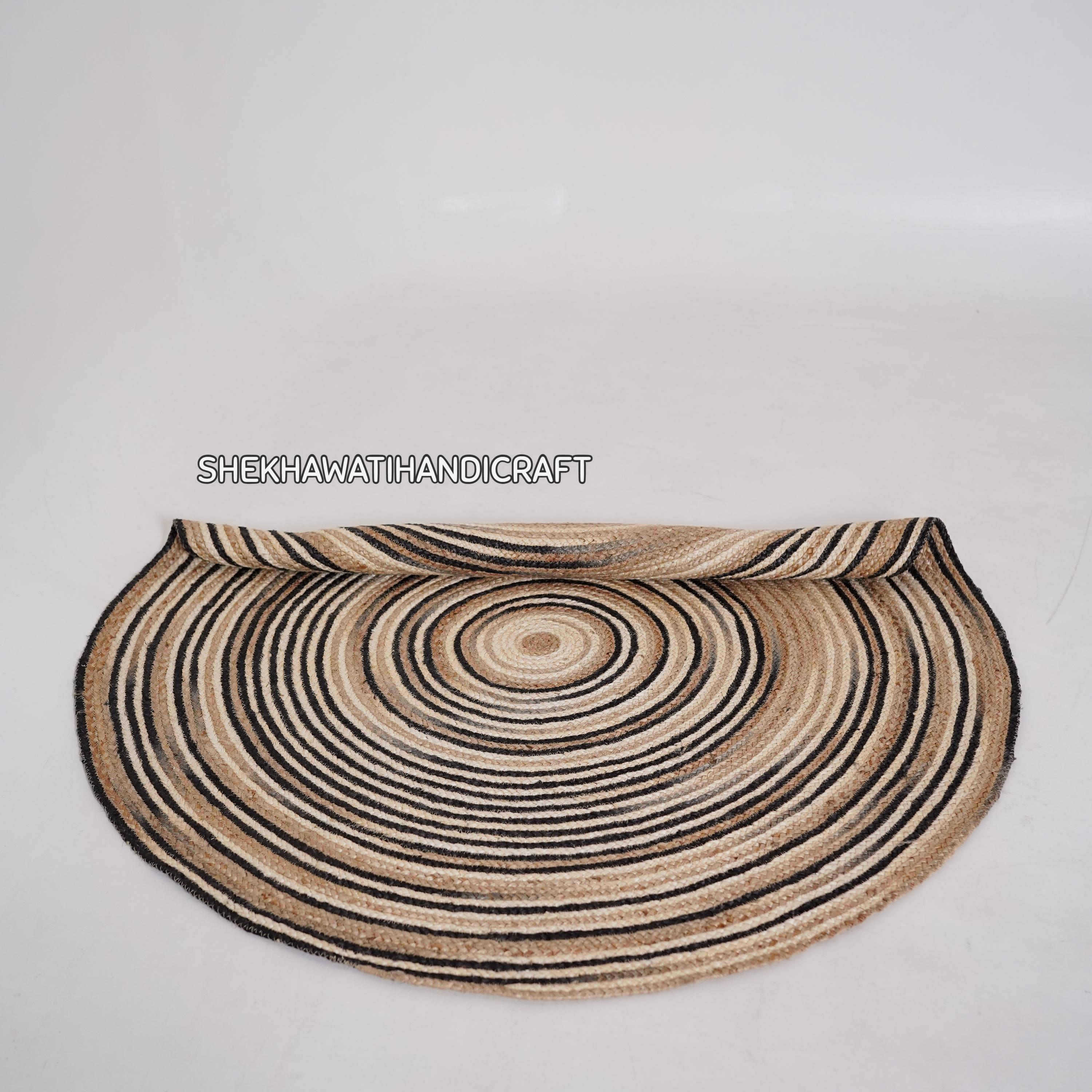 Indian Handmade Natural Round Jute Rug Bedside Round Rug Circle Rug New ...