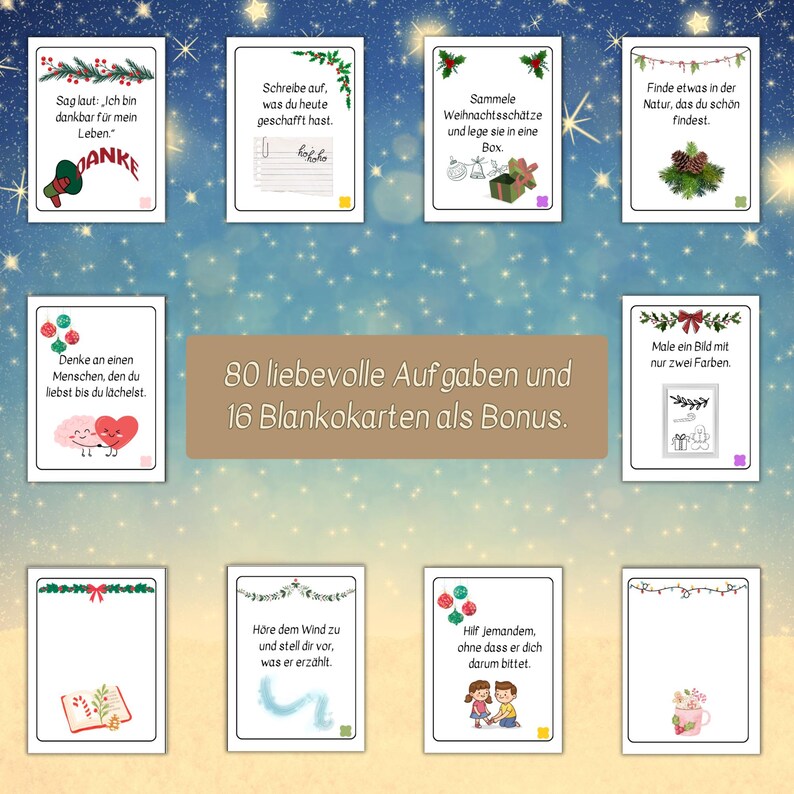 Printable Advent Calendar With 80 Advent Cards and 16 Blank Cards ...