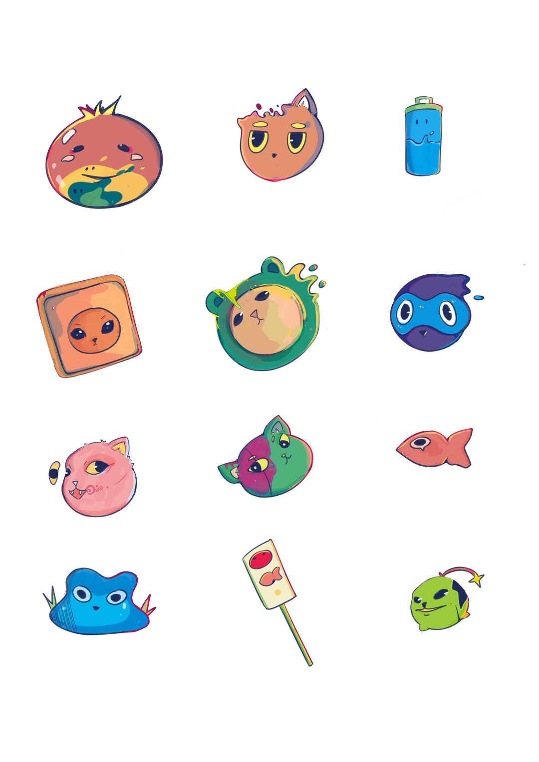 Cute Art Stickers: Digital Stickers / 12 Individual Pieces PNG, JPG ...