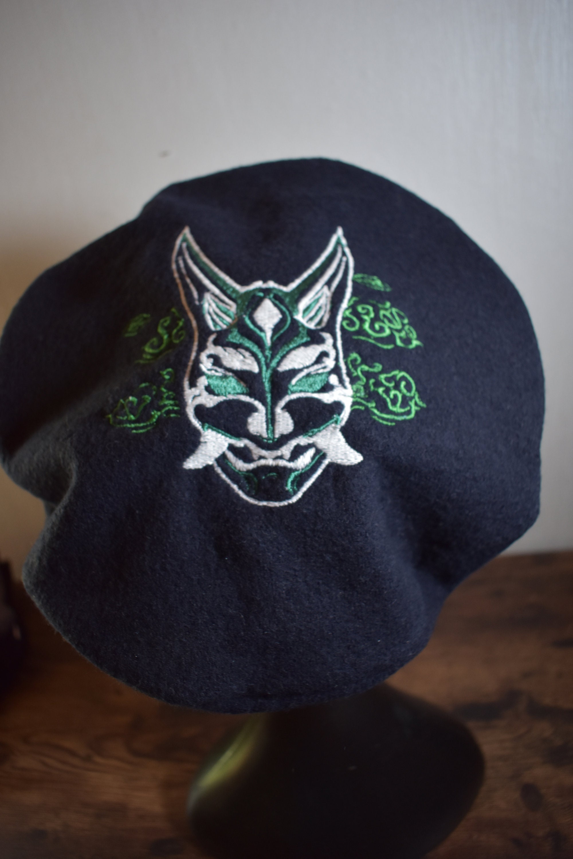 Handmade Beret Xiao Devilmask Embroidery Glow in the DARK - Etsy