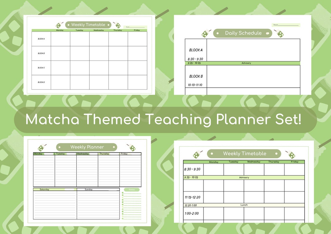 Matcha Themed Teaching Planner Set - Etsy