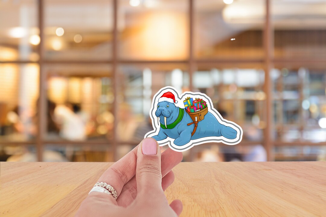 Walrus Christmas Kiss Cut Stickers, Festive Holiday Animal Decor ...