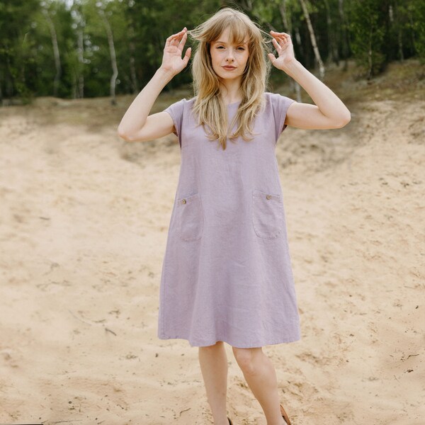 Purple Linen Dress - Etsy