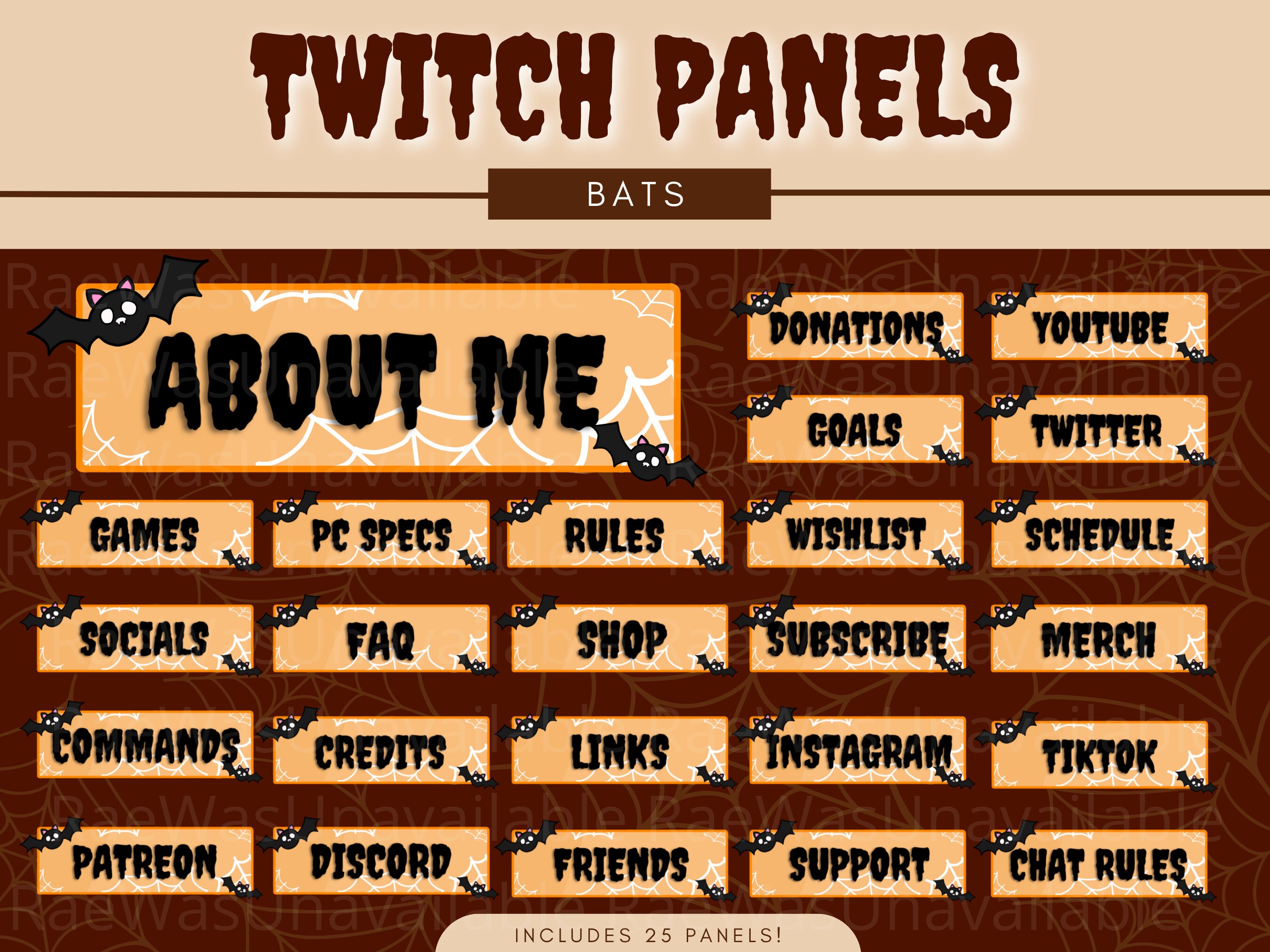 Halloween Bat Twitch Panels / Cute Bat Twitch Panels / Twitch Bat ...