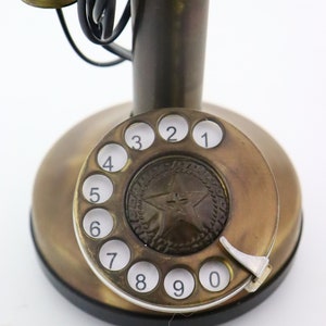 Brass Candlestick Telephone – 1920s Style Rotary Dial Landline, Home ...