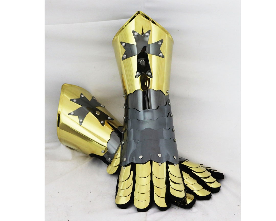 Medieval Steel & Brass Gauntlets – Armor Gloves, Cosplay Roleplay - Etsy
