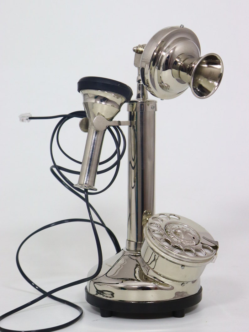 Brass Candlestick Telephone – 1920s Style Rotary Dial Landline, Home ...