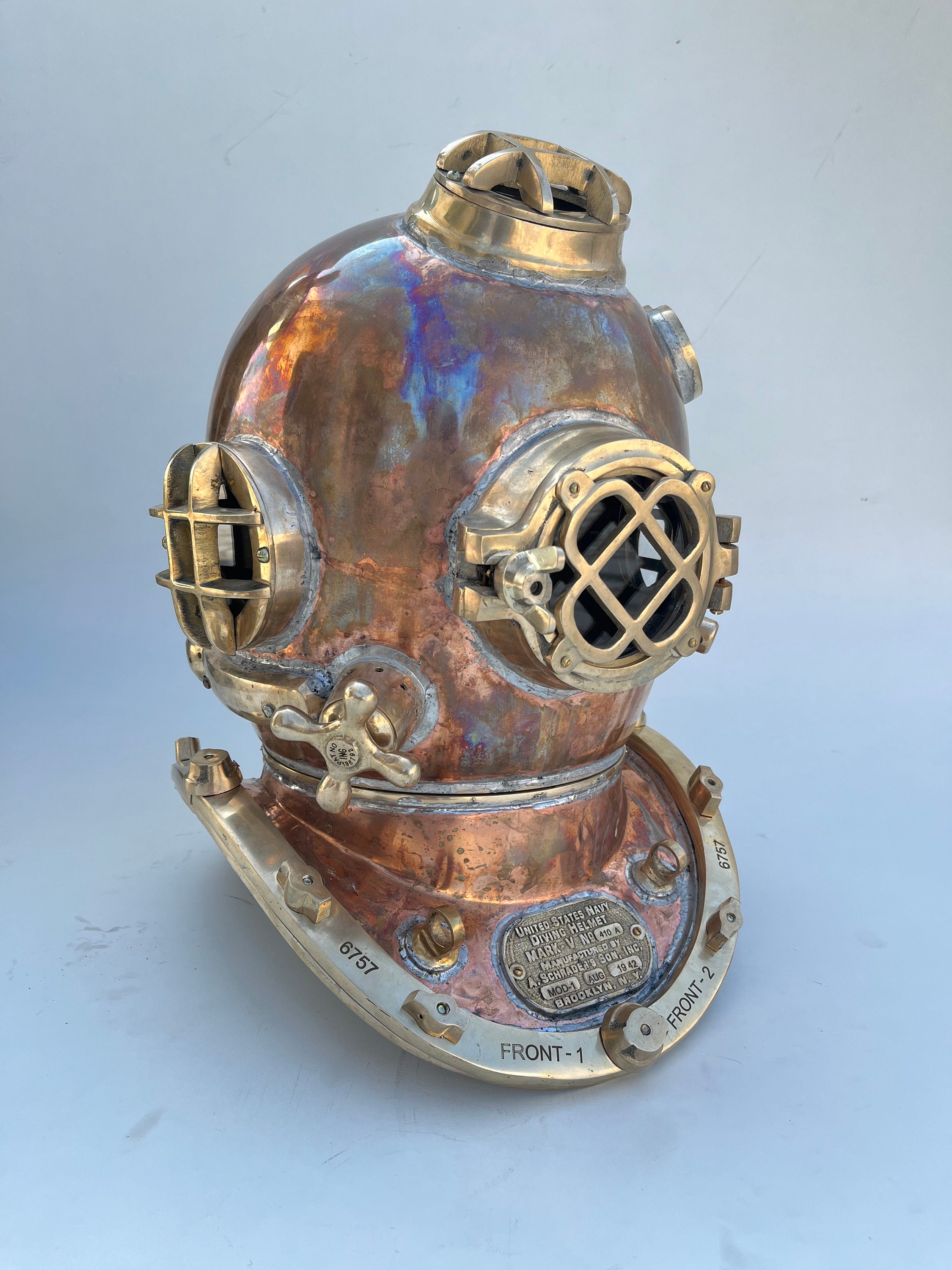 Antique Copper Brass Scuba Divers Diving Helmet Helmet 18" Us Navy Mark ...