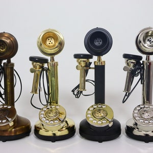 Brass Candlestick Telephone – 1920s Style Rotary Dial Landline, Home ...