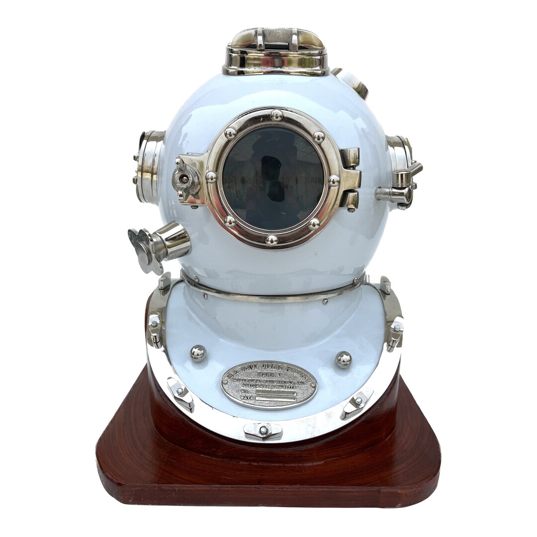 White Diving Helmet U.S Navy Mark V Scuba Divers Helmet diving Helmet ...
