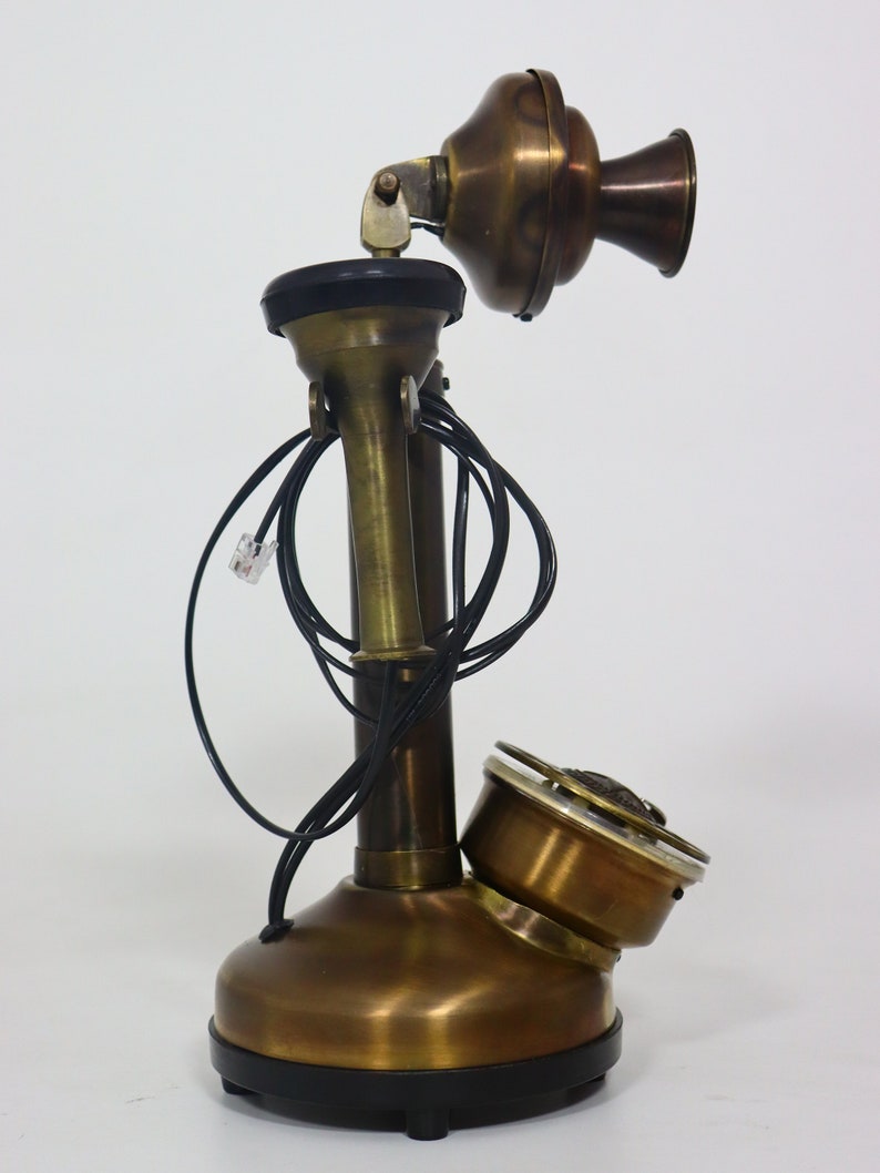 Brass Candlestick Telephone – 1920s Style Rotary Dial Landline, Home ...
