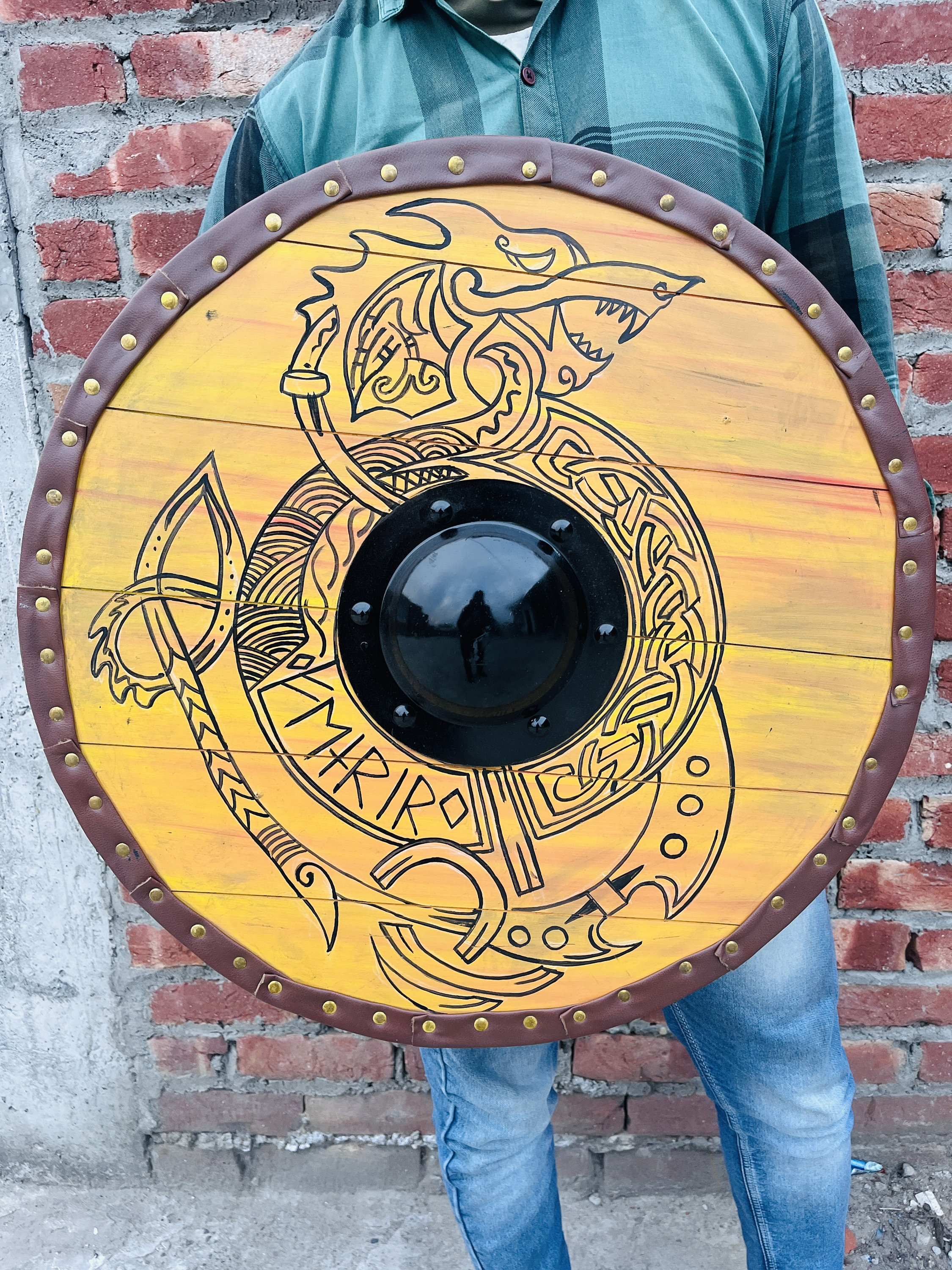 Medieval Viking Shield Dragon Painted Viking Cosplay Shield Viking Wall ...