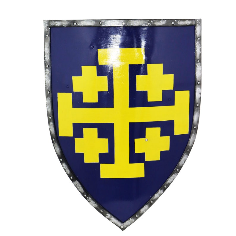 Medieval Battle Warrior Yellow and Blue Shield | Made of 20 Gauge Steel ...