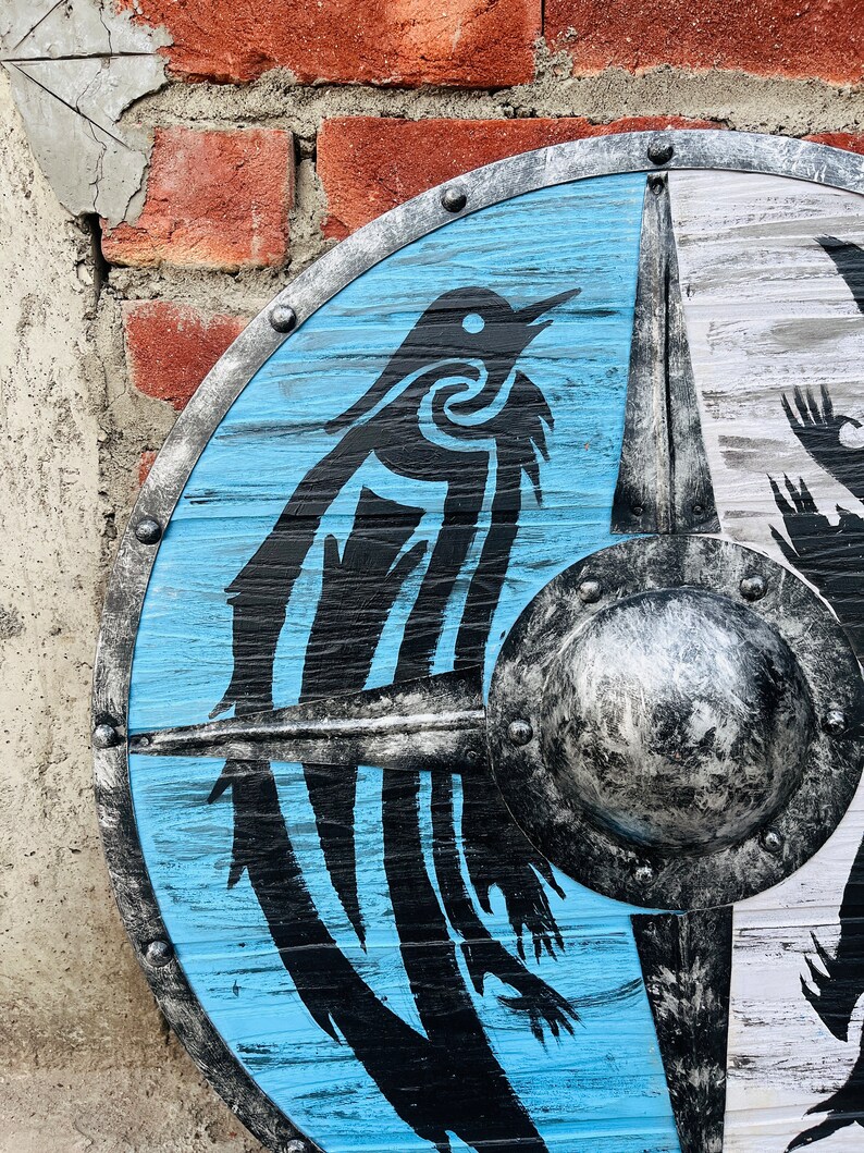Viking Valhalla Raven Wooden Shield, Norse Decor, 24'' - Etsy